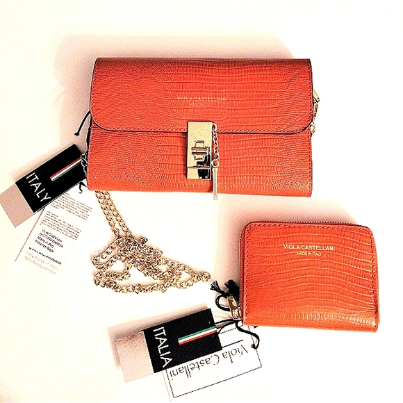 Bags | New Burnt Orange Viola Castellani Bundle Crossbody With Wallet ...